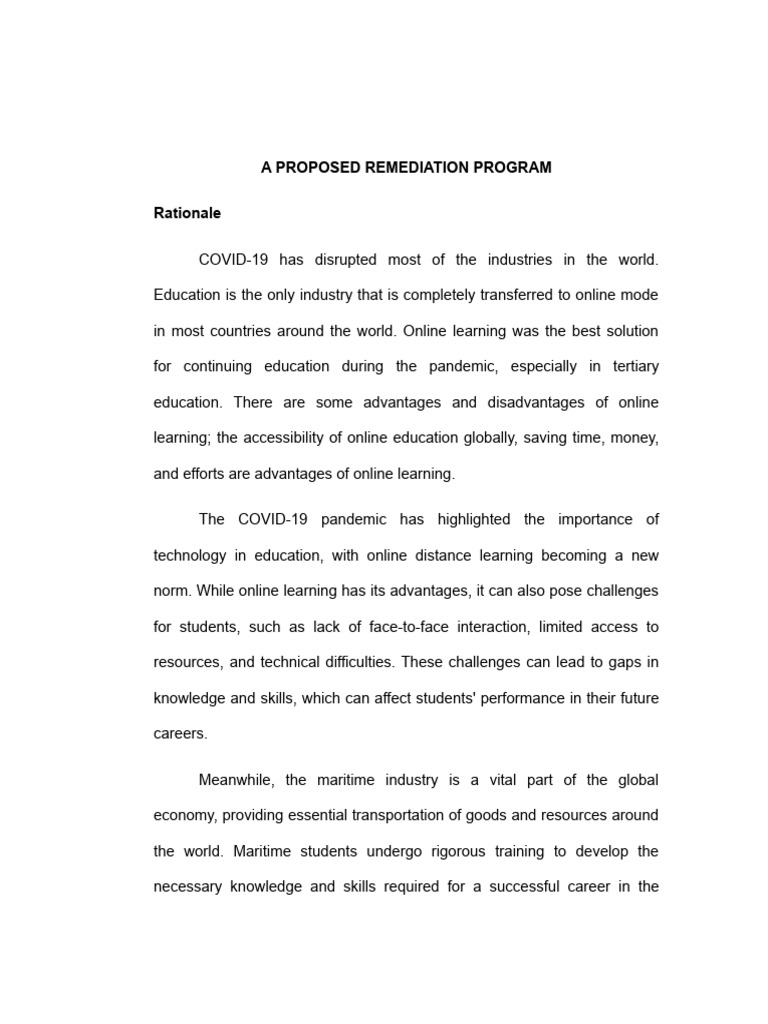 A Proposed Remediation Program | PDF | Educational Technology ...