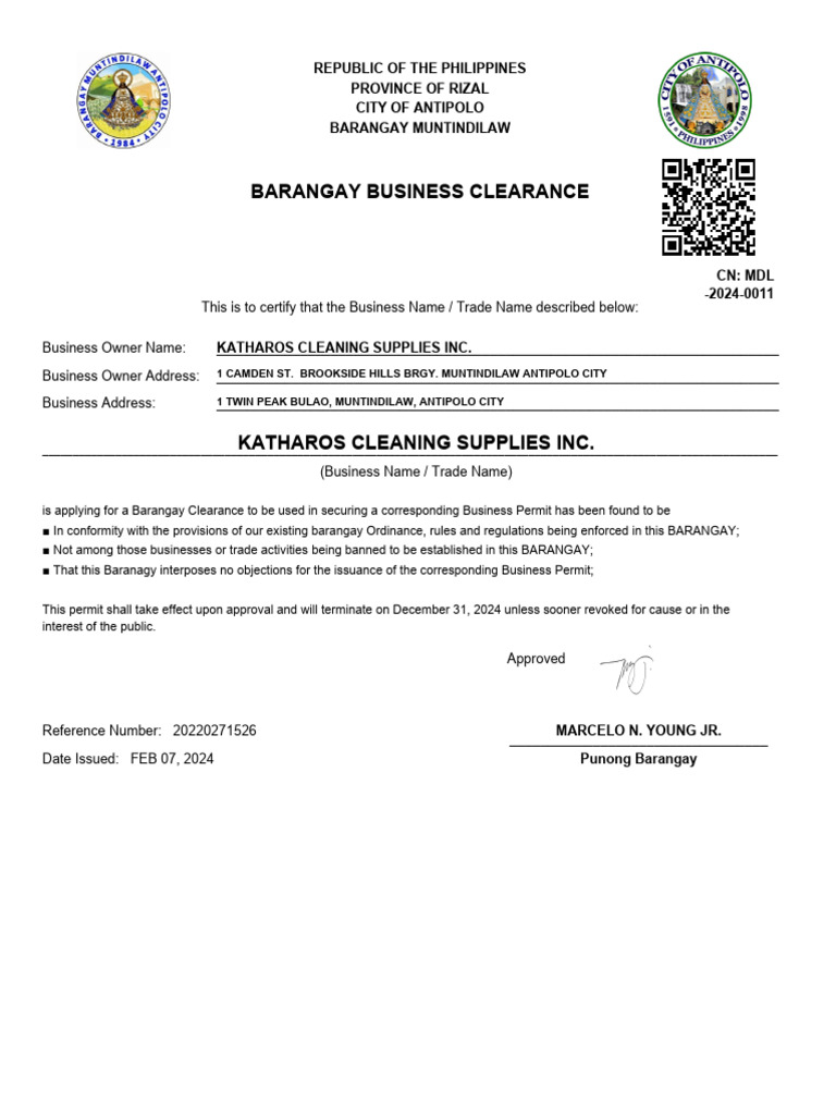 Barangay Clearance 021-02-2019-0003056-2024 | Download Free PDF | Justice | Crime & Violence