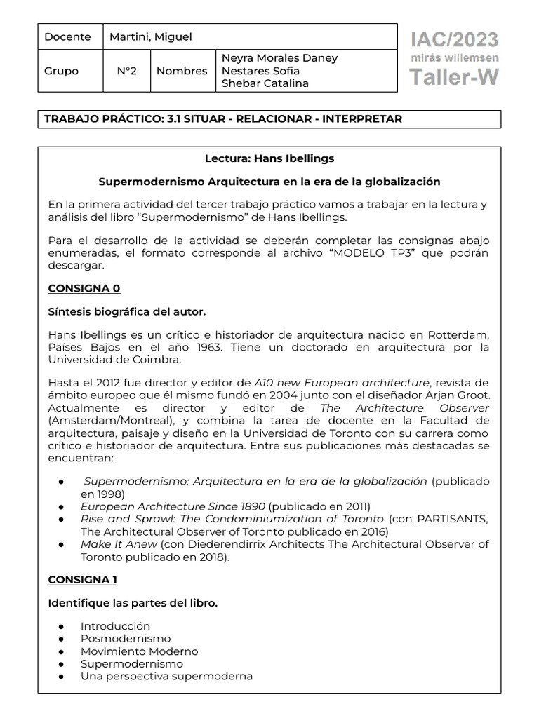 Iac - TP 3.2 Lectura Ibellings | PDF | Diseño arquitectonico | Arquitectura