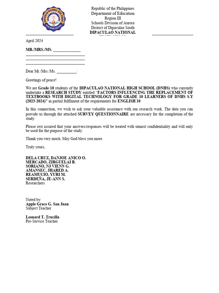 Letter To The Participant Letter Size Bond Paper | PDF
