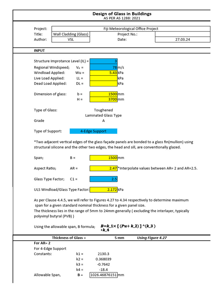 GLASS DESIGN As Per AS 1288 FOR IL 3 Deflection | PDF