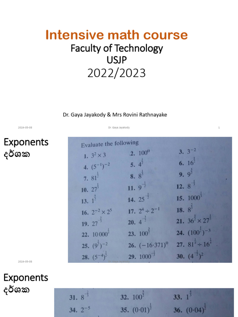 Intensive Math Course Exercises 2024 - Algebra | PDF