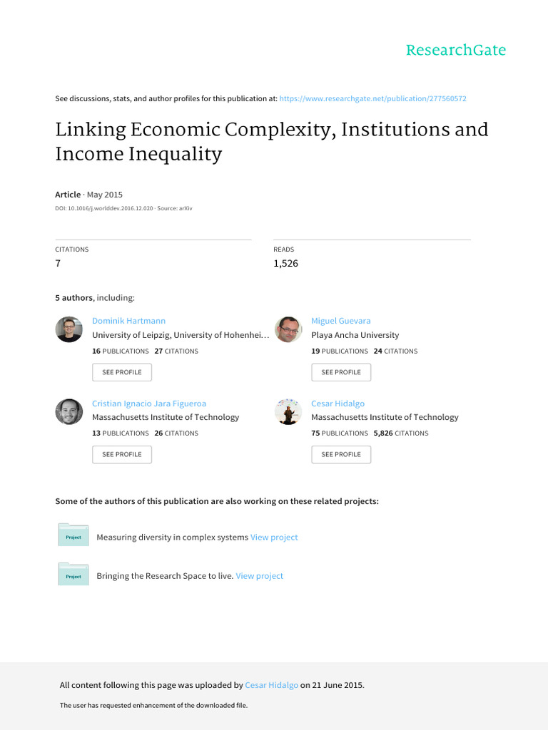 Linking Economic Complexity Institutions and Incom | PDF | Gini Coefficient | Economic Growth