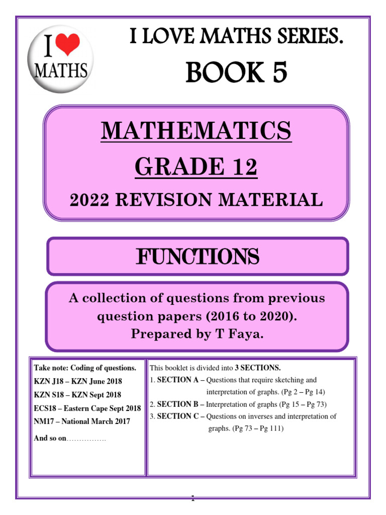I Love Maths Series Book 5 Functions | PDF | Asymptote | Cartesian ...