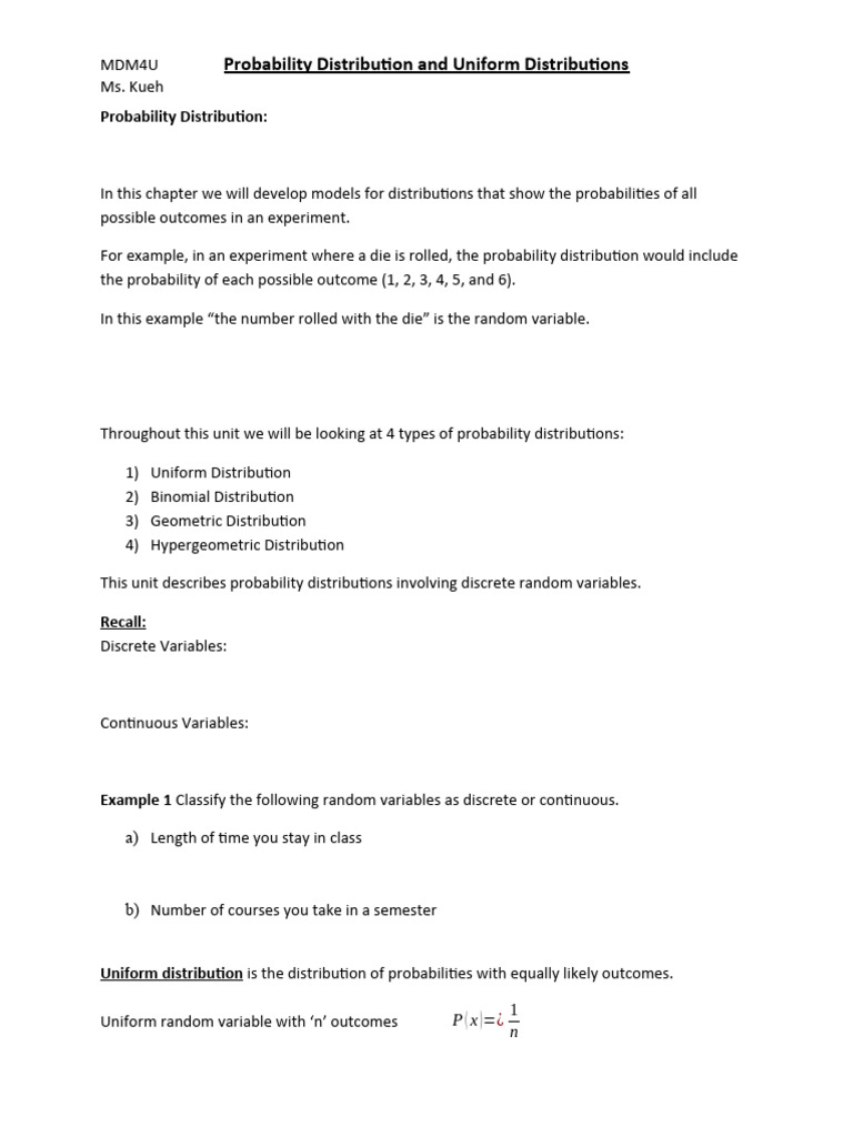 Lesson 1 Probability Distribution | PDF | Probability Distribution ...
