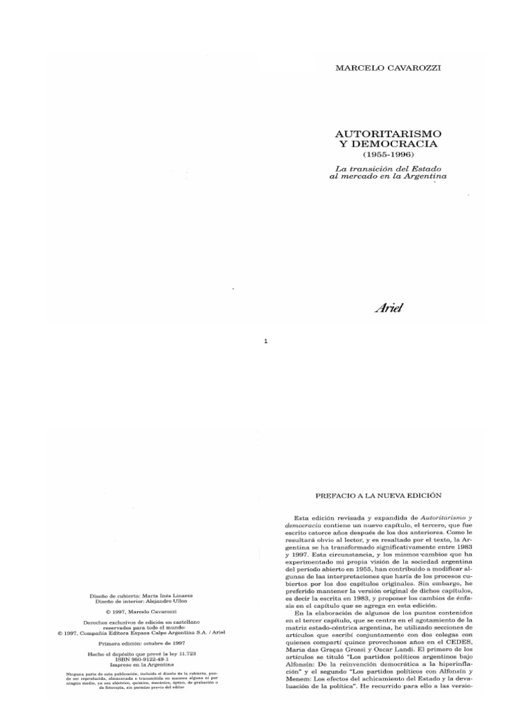 Cavarozzi - Autoritarismo y Democracia | PDF | Ciencias Políticas ...