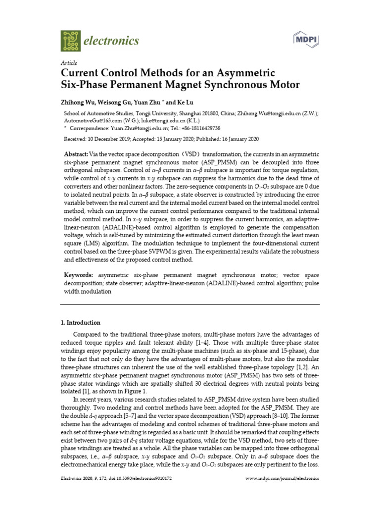 Current Control Methods for an Asymmetric Six-Phas | PDF | Electric ...