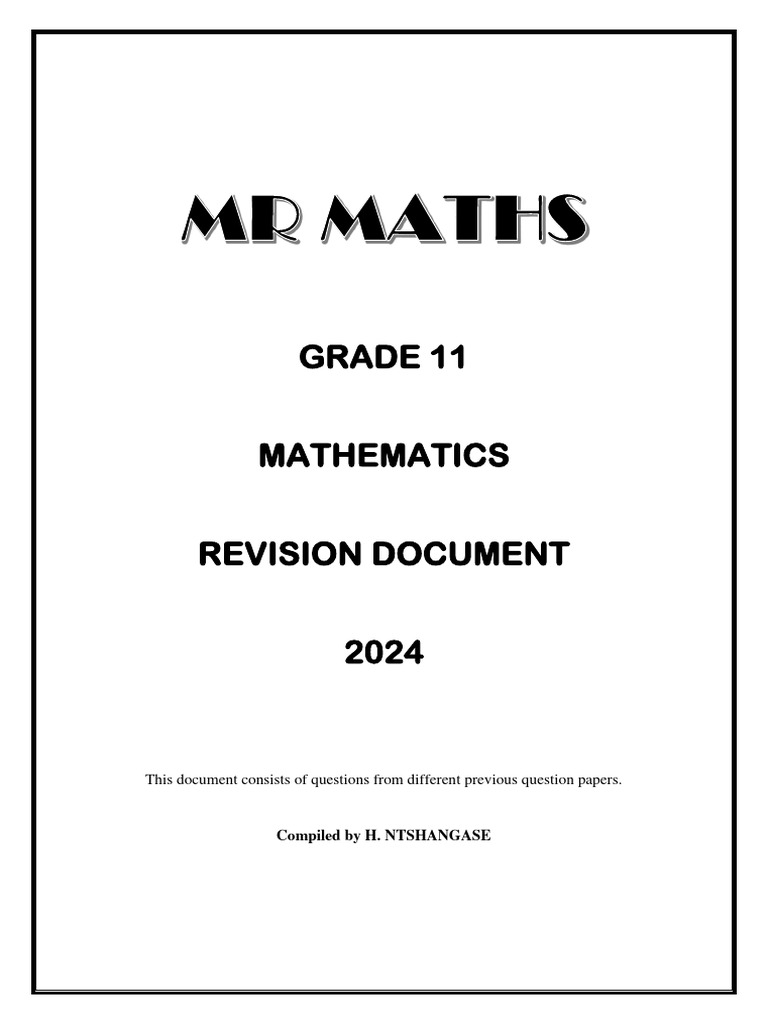 Mr Maths Grade 11 Revision Pdf Circle Cartesian Coordinate System