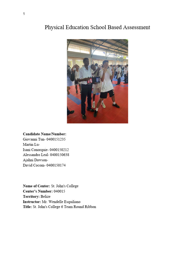 Physical Education School Based Assessment | PDF | Sports