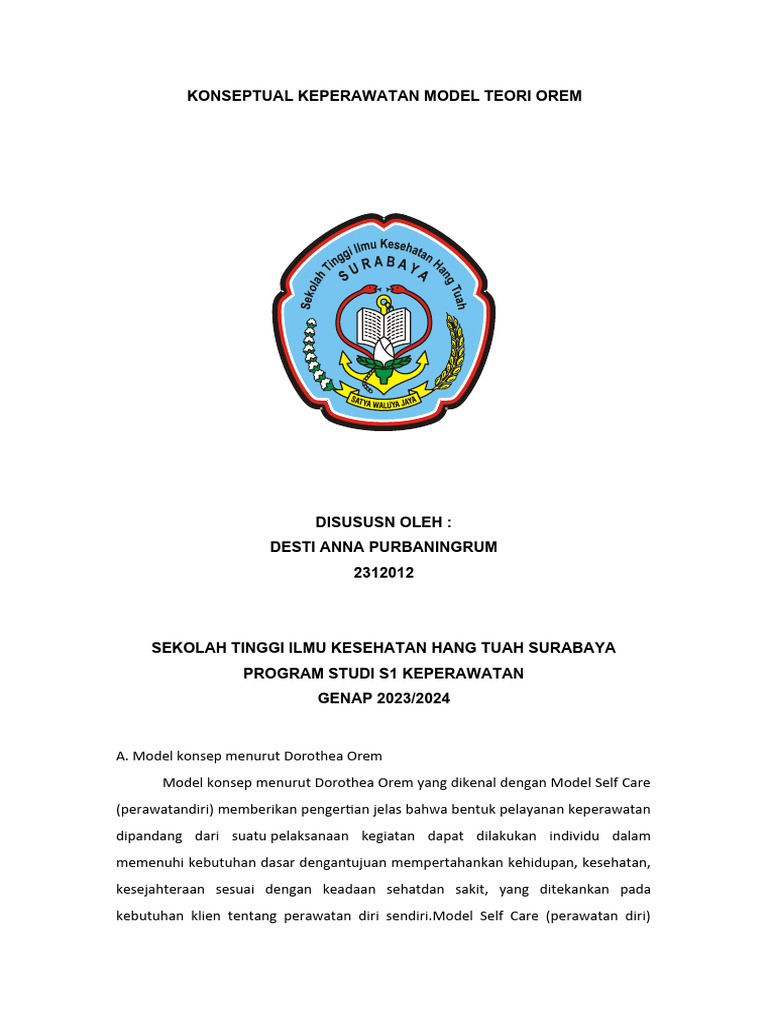 Konseptual Keperawatan Model Teori Orem | PDF