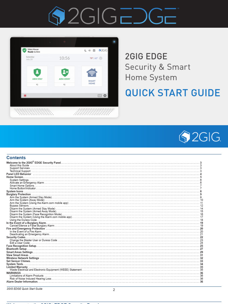 2GIG EDGE Quick Start Guide | PDF | Icon (Computing) | Menu (Computing)