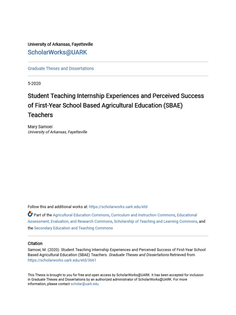 Student Teaching Internship Experiences and Perceived Success of | PDF ...