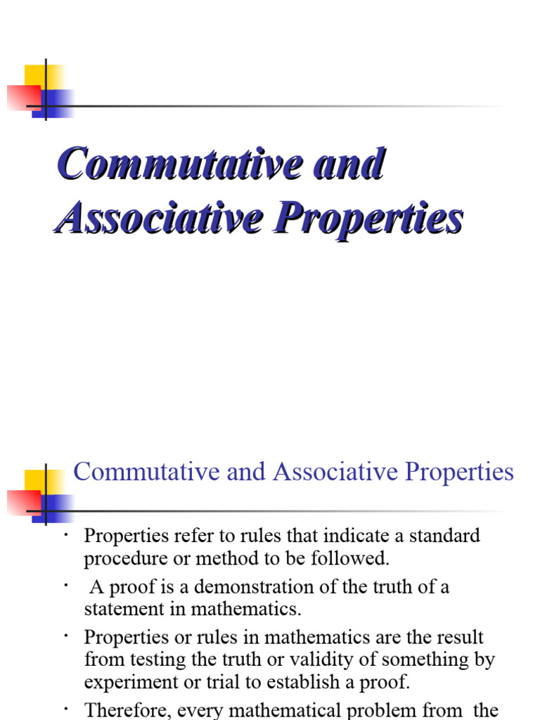 Associative and Commutative Property | PDF | Bracket | Mathematics