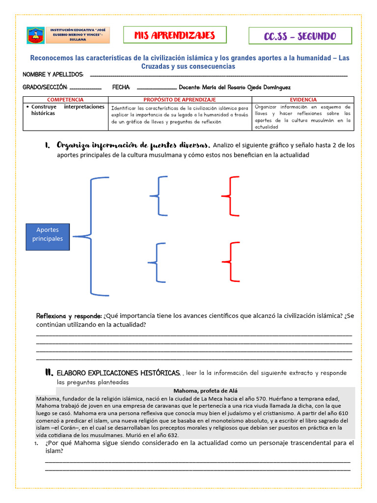 Ficha de Trabajo 05 - A La Civilización Islámica | PDF | Mahoma ...