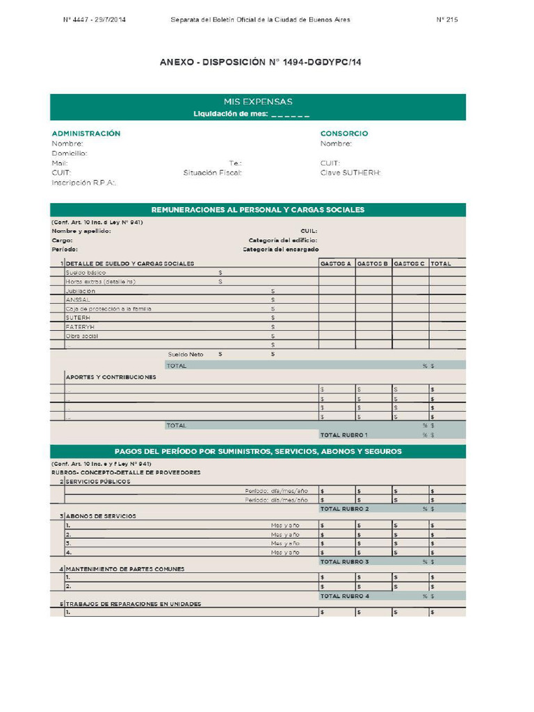Mis Expensas - Anexo - DISP - 1494 | PDF