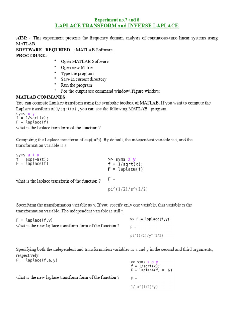 EXPT-7 - 8-Laplace-Transform Amswered | PDF | Laplace Transform | Function (Mathematics)