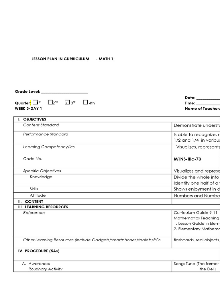 Q3 LP Math 1 Week 3 Day 1 | Download Free PDF | Learning ...