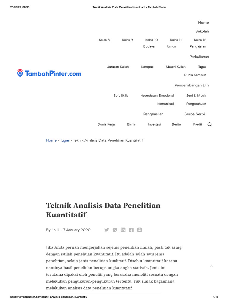 Teknik Analisis Data Penelitian Kuantitatif - Deskriptif - Inferensial | PDF