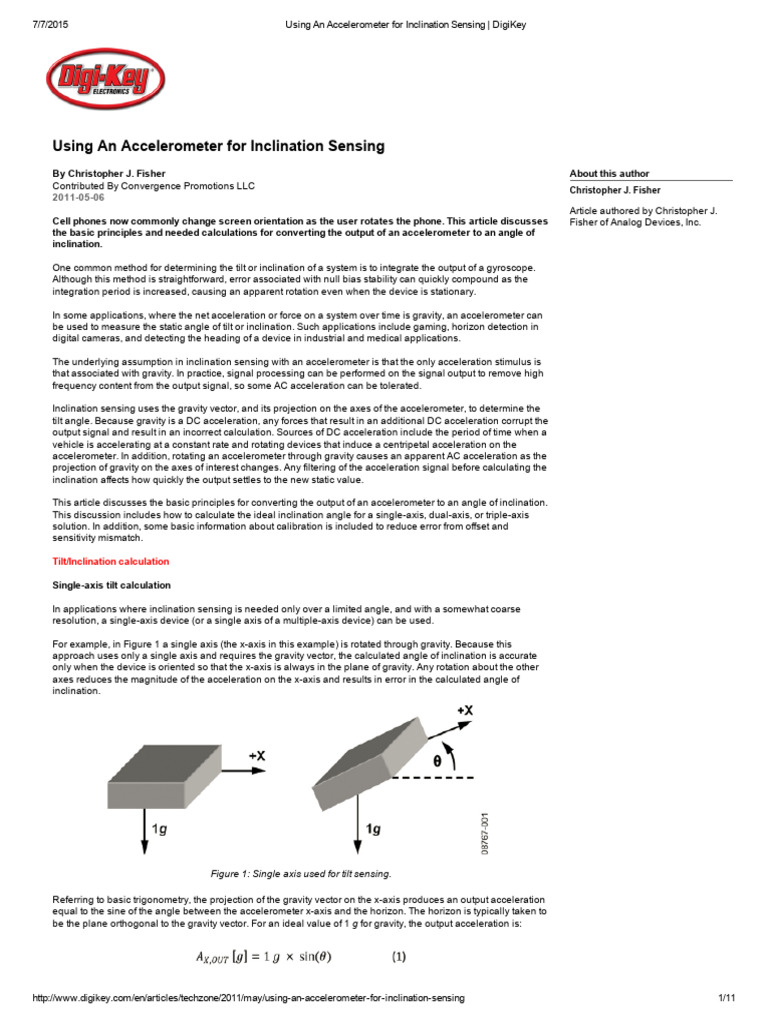 Ae 1 2 Using An Accelerometer For Inclination Sensing Digikey