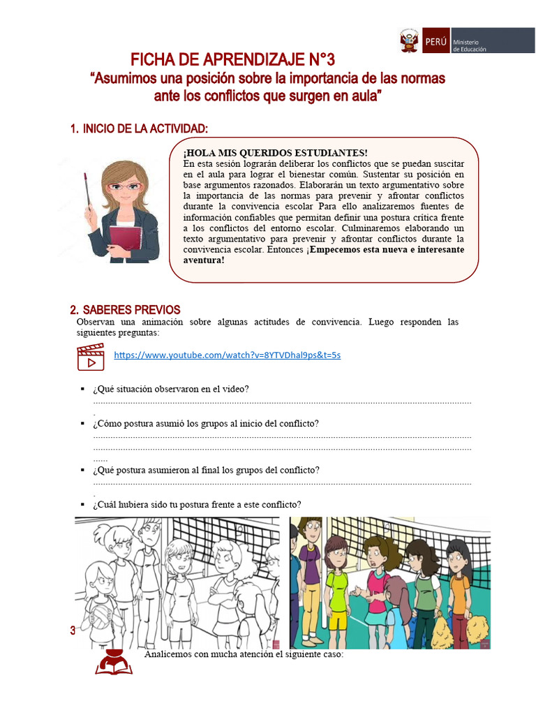 Ficha de Aprendizaje N°3-2° DPCC | PDF