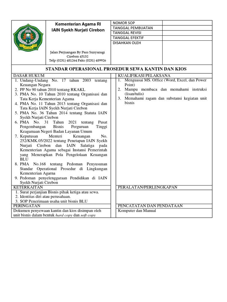 Sop Kantin 2022 | PDF