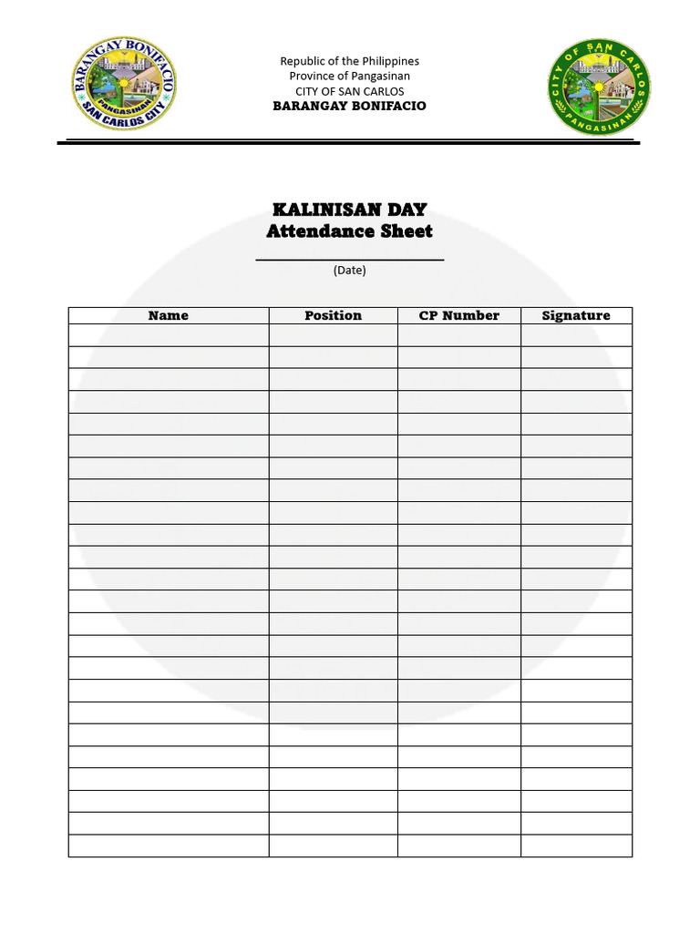 Attendance Kalinisan Day | PDF