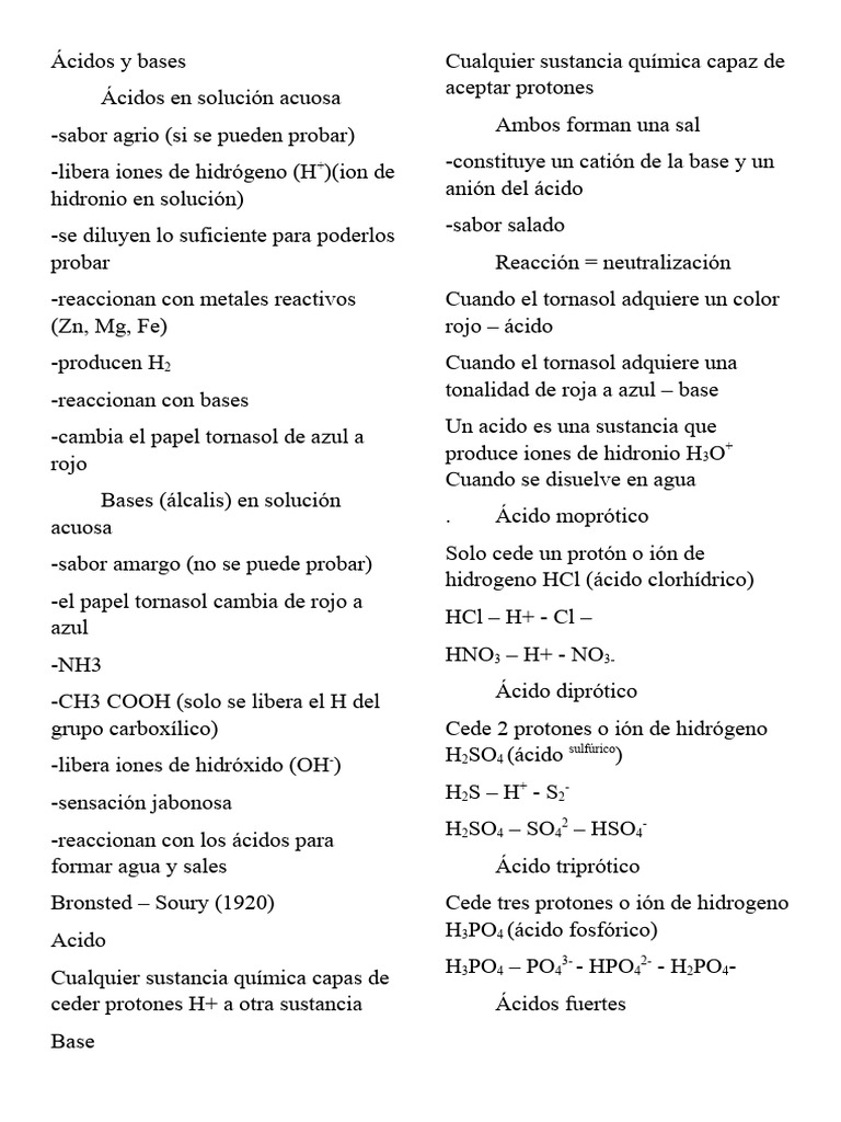 Propiedades y Reacciones de Ácidos y Bases | PDF | Ácido | Hidróxido
