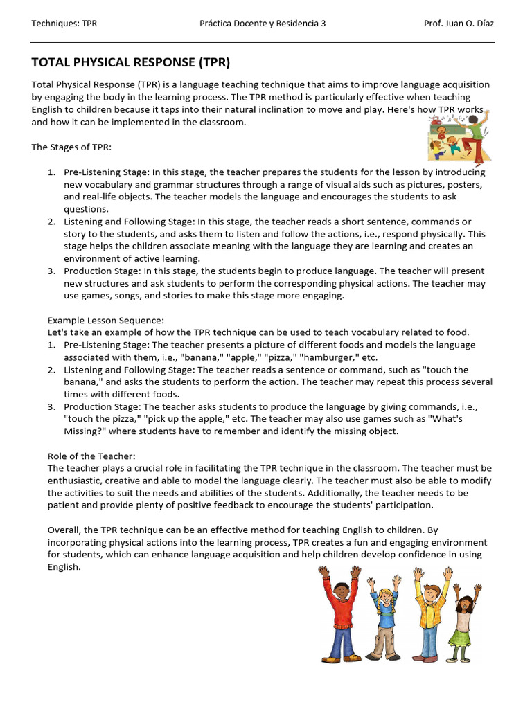 TOTAL PHYSICAL RESPONSE | PDF | Teachers | Cognitive Psychology