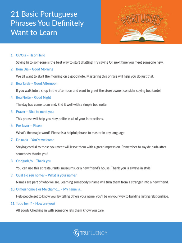 Trufluency 21 Basic Portuguese Phrases | PDF Trufluency 21 Basic Portuguese Phrases | PDF