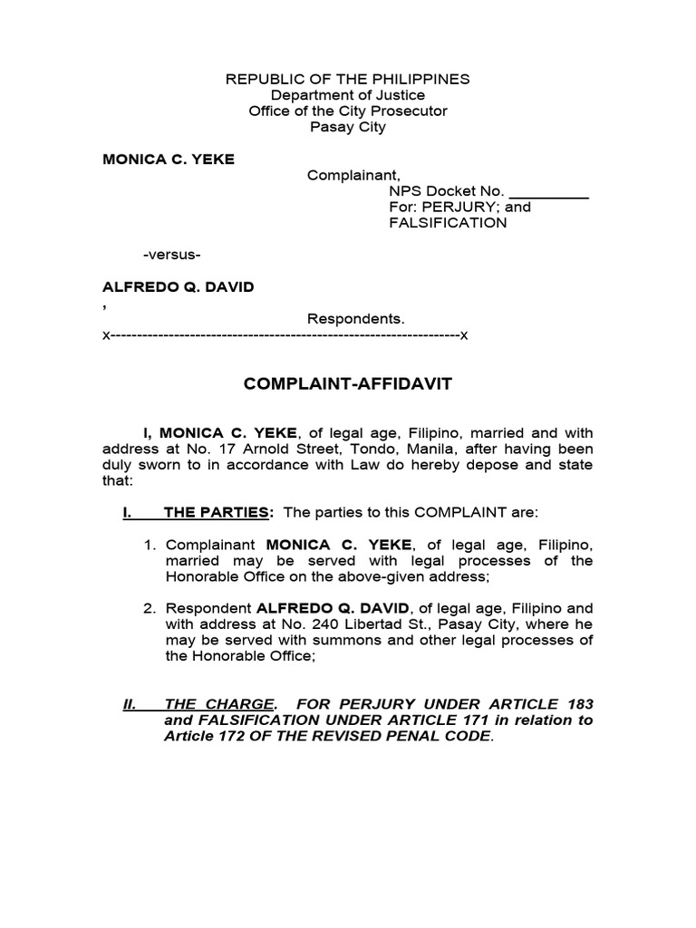 Monica Perjury Falsification | PDF | Perjury | Affidavit
