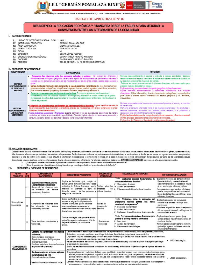 Unidad CCSS 2° - #2 | PDF | Sistema financiero | Presupuesto
