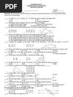 Math 8 3rd Quarter Exam and Answer Key TOS | PDF