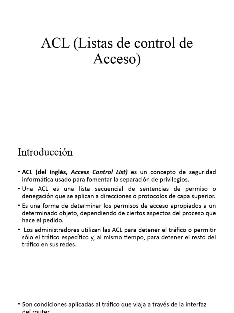 8 ACL (Listas de Control de Acceso) | PDF | Enrutador (Computación) | Red de computadoras
