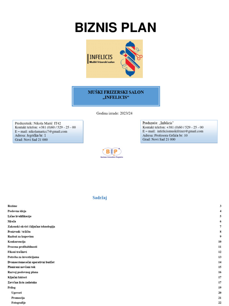 Nikola Marić IT42-Poslovni Plan | PDF