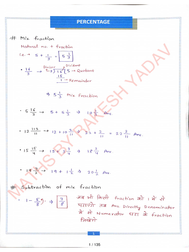 Percentage Class Notes | PDF
