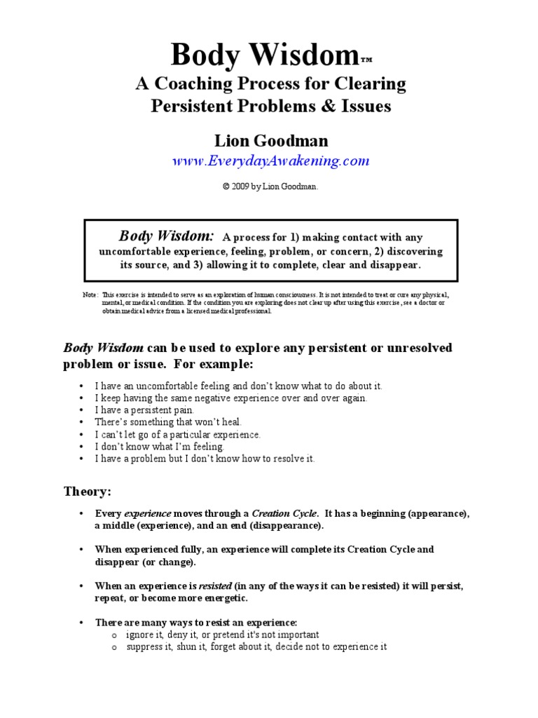 The Body Wisdom Process | PDF