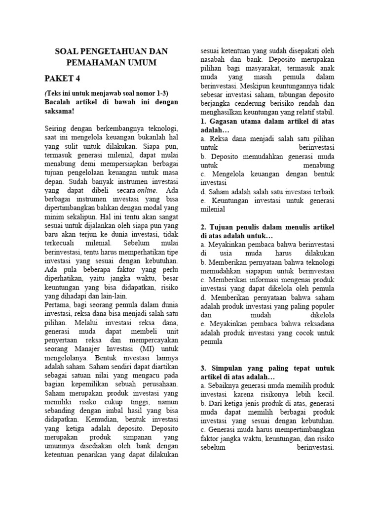 Soal Ppu Paket 4 | PDF | Ilmu Sosial