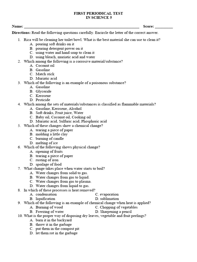Q1 Science Periodical Test | PDF | Recycling | Waste
