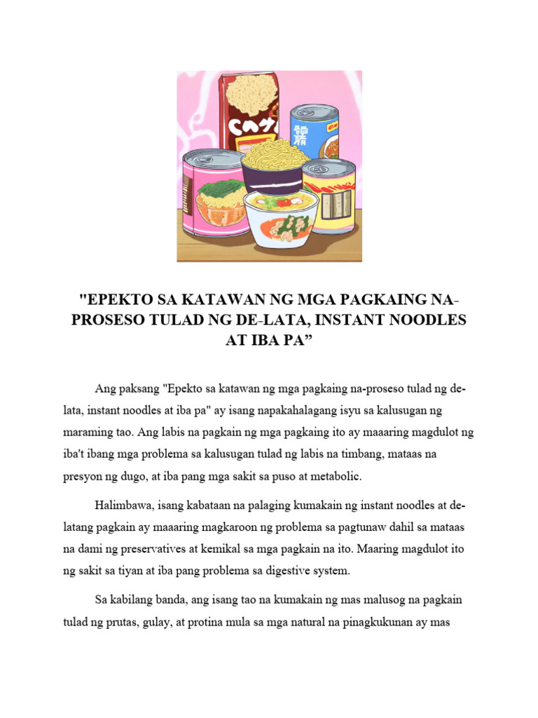 Epekto Sa Katawan NG Mga Pagkaing Na | PDF