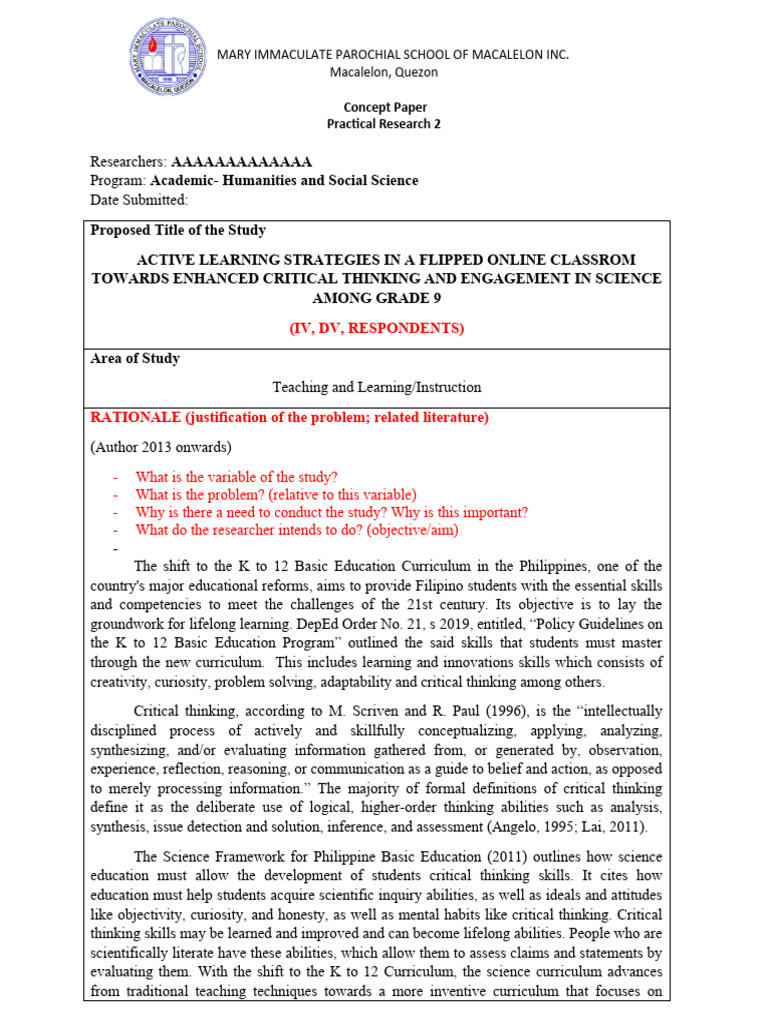 Pr2 Concept Paper 1 | Download Free PDF | Constructivism (Philosophy Of Education) | Critical ...