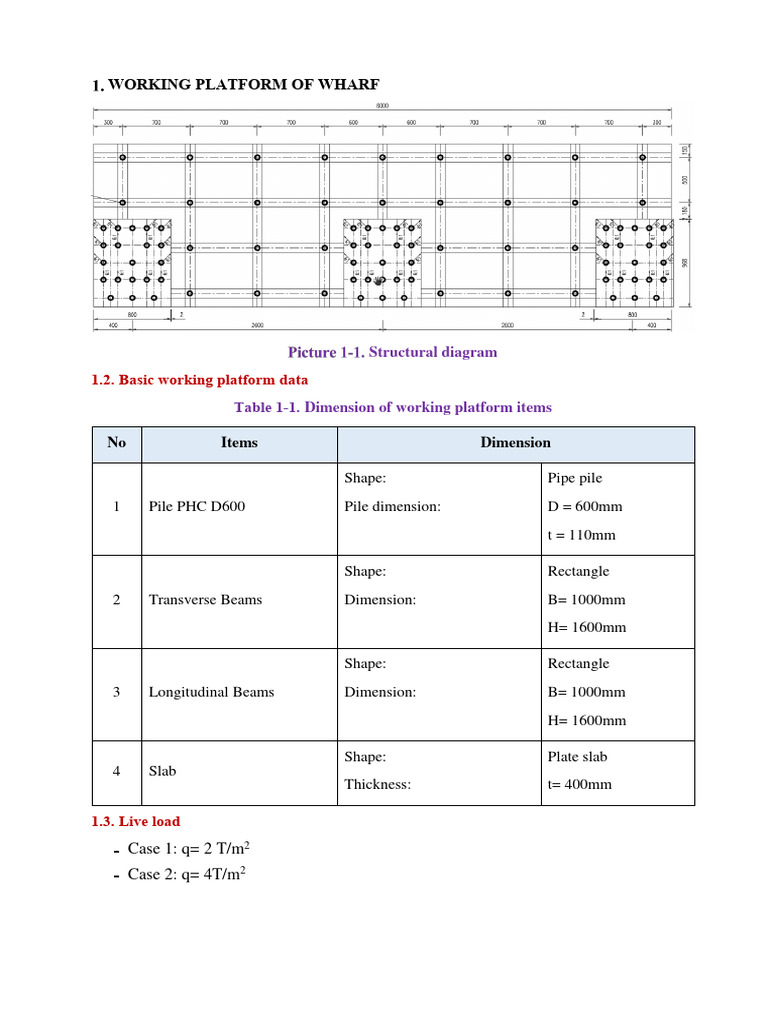 Wharf Working Platform Structural Analysis | PDF | Deep Foundation ...