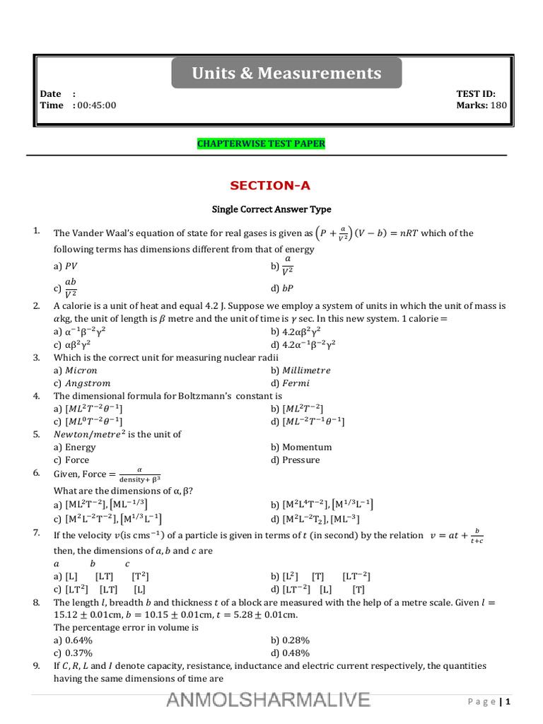 Class11th Physics Chapterwise MCQs New Pattern | PDF | Acceleration | Velocity