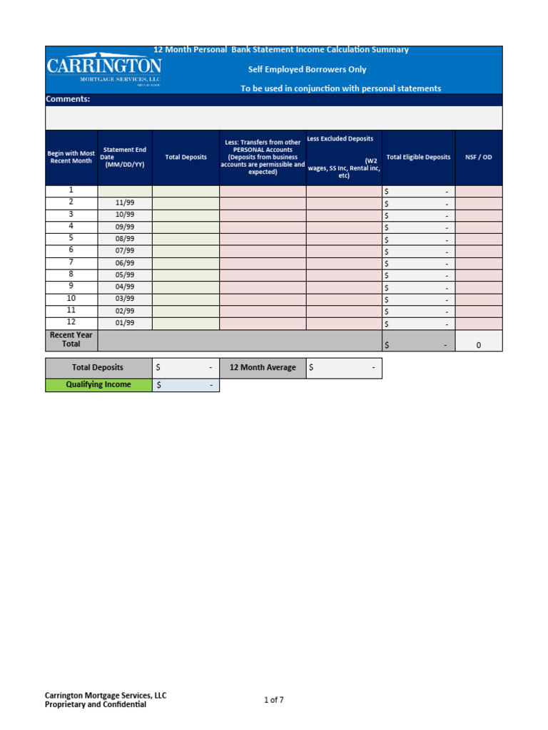 Bank Statement Calculator | PDF | Mortgages | Expense