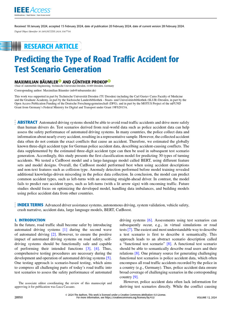 Predicting The Type of Road Traffic Accident For Test Scenario ...