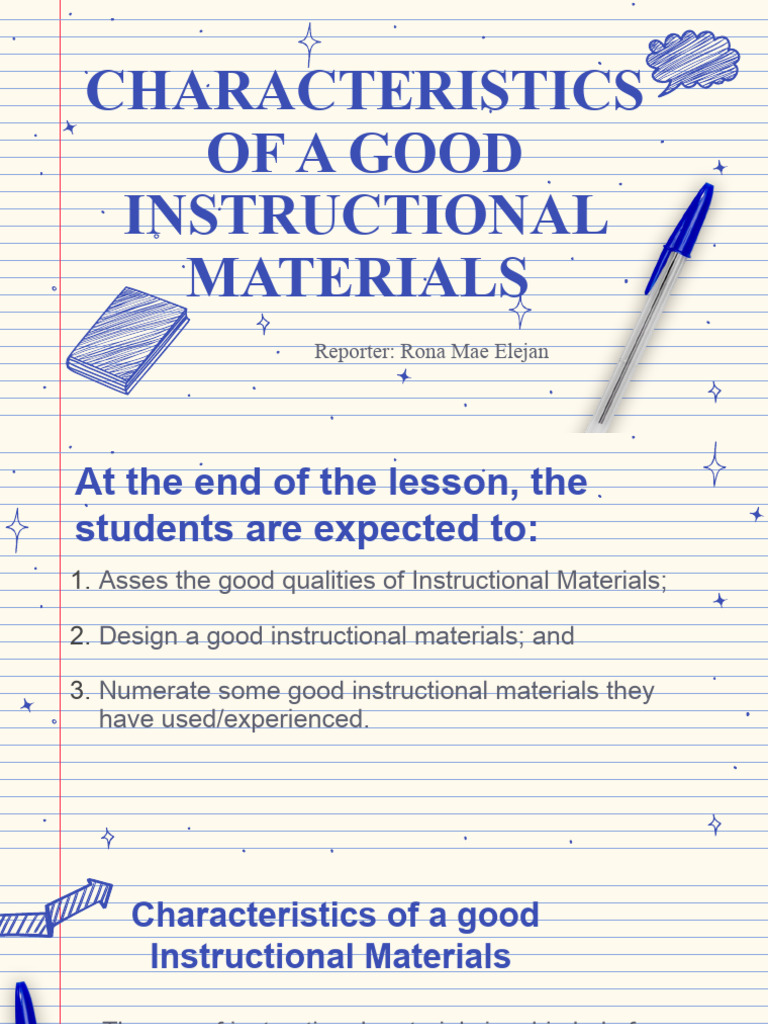 Lesson 3 Characteristics of A Good Instructional Materials | PDF ...