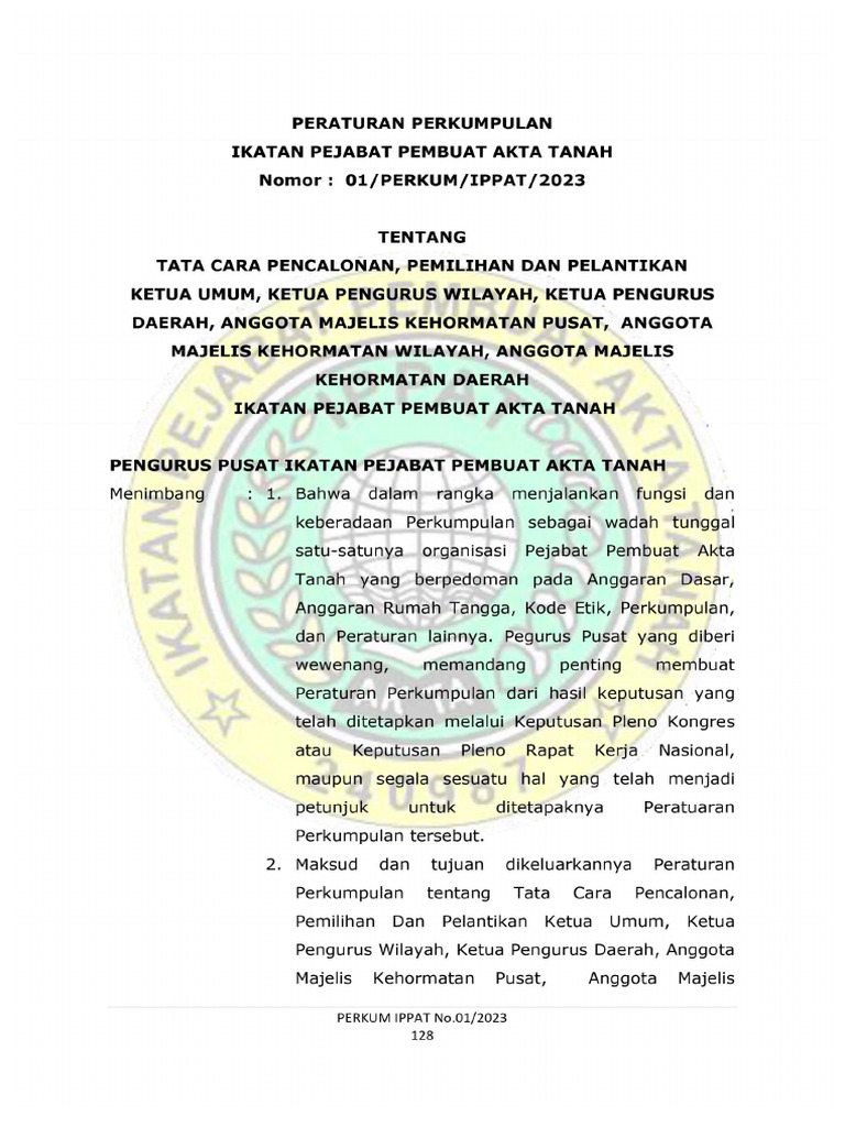 PERKUM IPPAT-No.01 Tahun 2023 | PDF