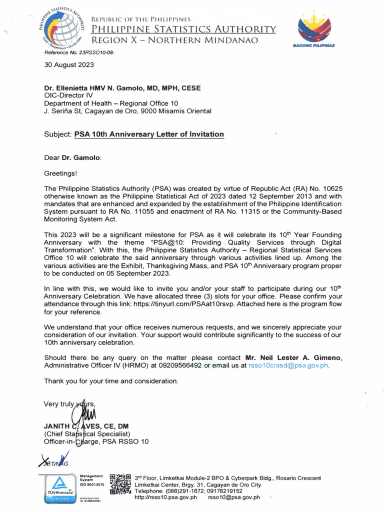 Invitation - Department of Health X | PDF | Philippines