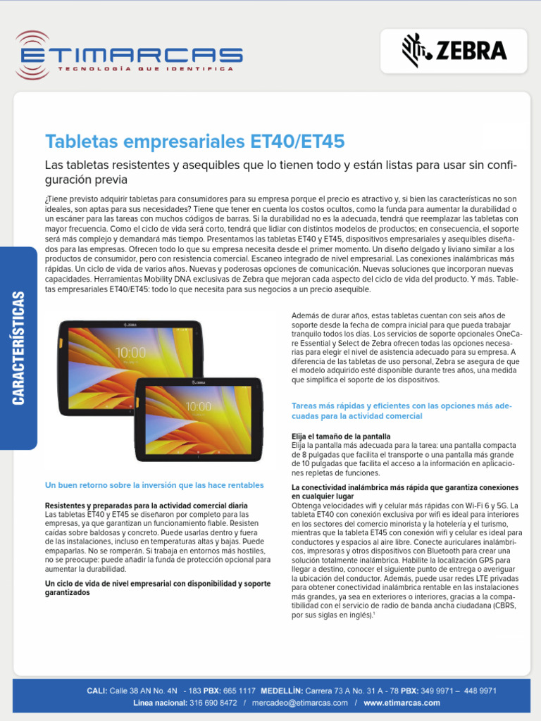 Tablet Industrial Zebra ET40-ET45 | PDF | Tableta | Wifi