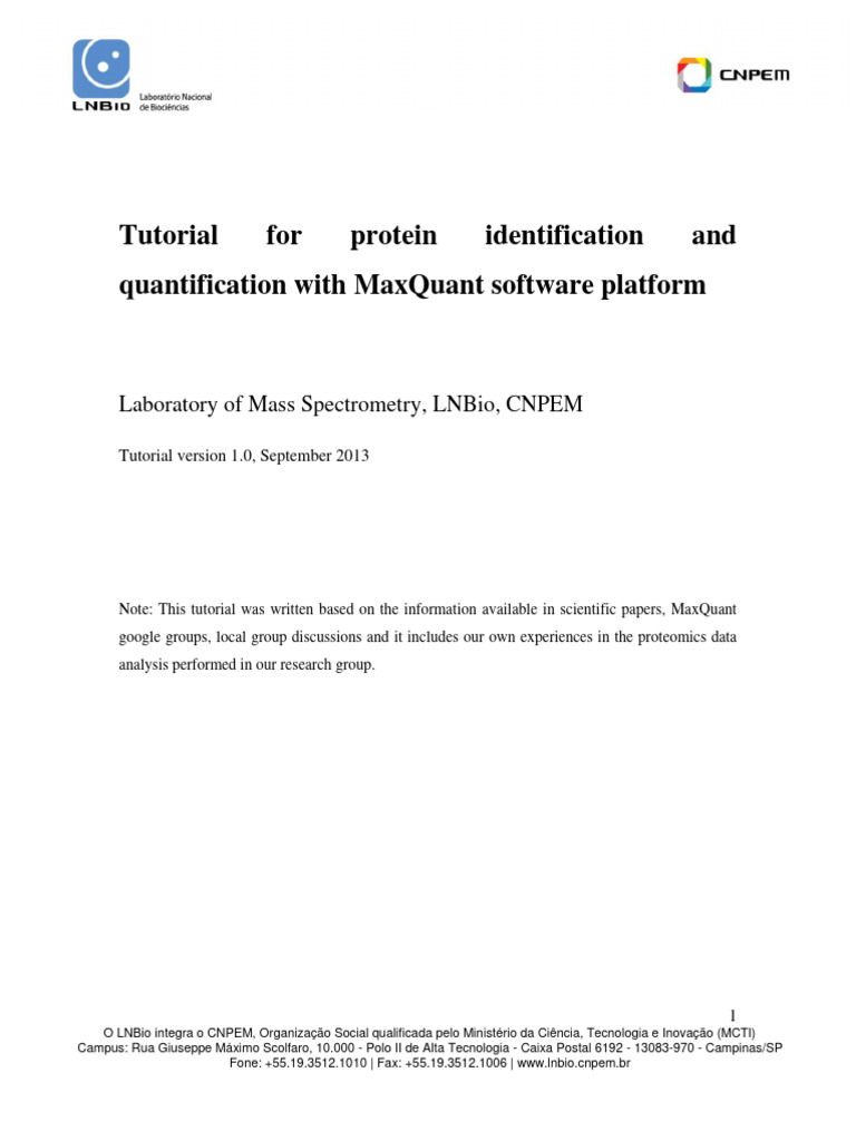 Tutorial MaxQuant-protein-identification Release-V1 28052015 | PDF ...