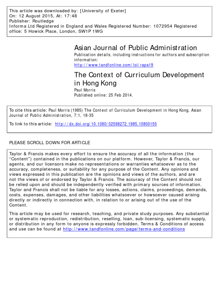 Morris 1985 | PDF | Curriculum | Teachers